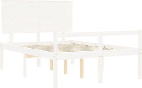 Postel s čelem pro seniory bílý 120x200 cm masivní dřevo 3195477