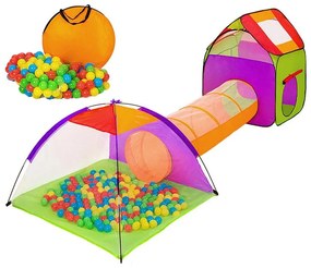 Stan a hrací domeček s tunelem, 200 ks míčků jako dárek