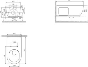 Sapho HANDICAP závěsná WC mísa 37 x 70 cm Rimless bílá TU1206