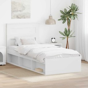 Rám postele s čelo Bílá 100 x 200 cm Masivní borové dřevo 3409791