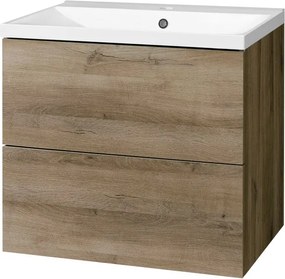 Mereo Mereo, Aira, koupelnová skříňka s umyvadlem z litého mramoru 61 cm, bílá, dub, šedá, CN740M