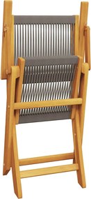 3dílný bistro set šedý polypropylen a masivní dřevo 3281854