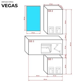 Ral Předsíňová stěna VEGAS 2 - Černý lesk