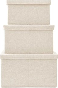 Stohovatelné úložné boxy 3dílná sada textil krémové 332920