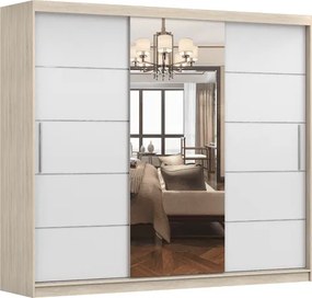 IDZ Šatní skříň ALBA I se zrcadlem, 250 cm Barva dřeva: Bílá + Černá