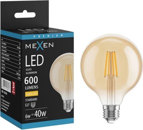 Mexen Vintis, LED žárovka E27, G95, 6W, Teplá - 2700K, 600 lm, jantarová - L157-E27-0627-50