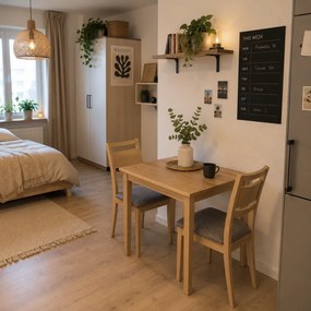 Vystavený set 2 jídelních židlí HELSINKI – dub olej / hnědošedá látka