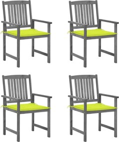 vidaXL Zahradní židle s poduškami 4 ks masivní akáciové dřevo [3061228] Barva: Jasně zelená