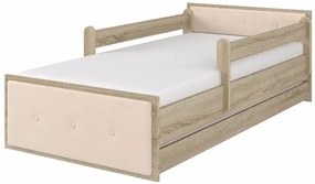 Dětská postel Max XL Čalouněná 180x90 cm - Dub Sonoma - Bez zábran a bez šuplíku - čalounění Béžová