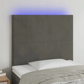 Čelo Postele S Led Tmavě Zelené Samet Tmavě šedá 100 x 5 x 118/128 cm