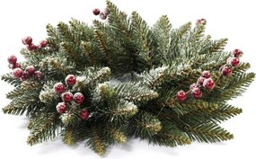Vánoční věnec PREMIUM zasněžený s jeřabinou 40 cm