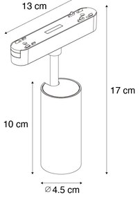 Moderní černé bodové svítidlo pro jednofázový kolejnicový systém 9W 3000K - Magnetic Gert