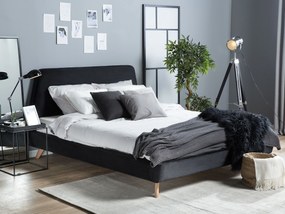 Černá postel 160 x 200 cm se sametovým potahem VIENNE Beliani