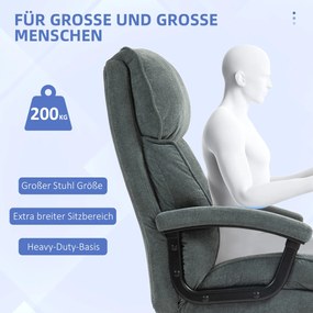 Kancelářská židle HOMCOM, ergonomická kancelářská židle s houpací funkcí, lněný vzhled, výškově nastavitelná židle k PC s funkcí otáčení, silné polšt…