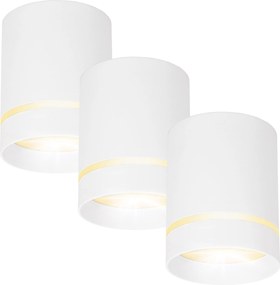 3x Led halogenové spotové nástěnné svítidlo Tuba GU10 80x100 mm Bílé kulaté