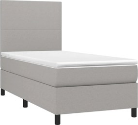 Box spring postel s matrací a LED světle šedá 100x200 cm textil 3134693