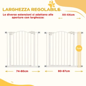 PawHut 78 cm Vnitřní Psí Brána, Bezpečnostní Psí Brána, Rozšiřitelná Psí Bariéra 74-87 cm s Dvojitou Zámkovou Systémem a Automatickým Uzávěrem pro Sc…