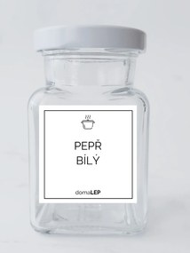 Samolepka na kořenky PEPŘ BÍLÝ bílá 5 × 5 cm základní písmo
