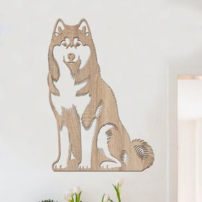 dřevo života Dřevěný obraz psa Husky Zvolte rozměr (cm): 42x60, Zvolte barvu dekoru: Dub Sonoma