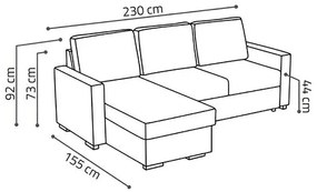 Sedací souprava TOKIO | 230x155 cm | rozkládací + úložný prostor | UNI provedení | VÝBĚR TKANIN