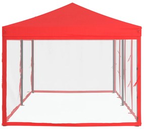 Skládací party stan s bočními stěnami červený 3 x 6 m,  93555