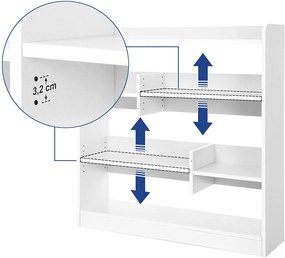 SONGMICS Knihovna s nastavitelnými policemi bílá 91x90 cm