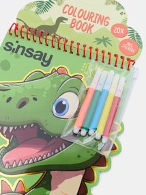 Sinsay - Omalovánka s fixami a samolepkami s motivem dinosaura 7 pack - zelená