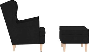 Křeslo s podnožkou černé textil 3307991