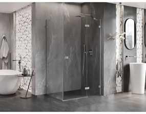 Mexen Lunar, pravostranný výklopný sprchový kout 85 x 80 cm, 8mm čiré sklo, ocelový profil, 834-085-080-97-00-P