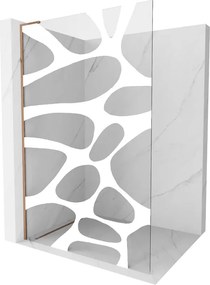 Mexen Kioto L, sprchová zástěna Walk-In 70 x 200 cm, 8mm čiré sklo bílý vzor, ​​růžové zlato profil, 800-070-103-60-97