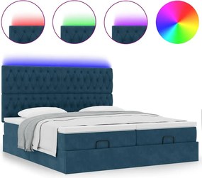 osmanská postel s matracemi a LED diodami tmavě modrá 200x200cm 3314649