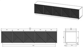 TV stolek Asha 200 cm - bílý mat