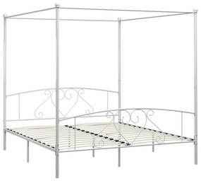 Rám postele s nebesy bílý kovový 200 x 200 cm 284432