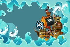 Samolepící tapeta pirátská loď na moři - 225x150 cm
