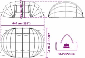 vidaXL Stan na bazén 640 x 432 x 205 cm 185T polyester s PU vrstvou [42001142]
