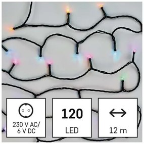 Vánoční osvětlení EMOS GoSmart (WiFi) D4ZR02 120LED řetěz 12m RGB 64 programů s časovačem