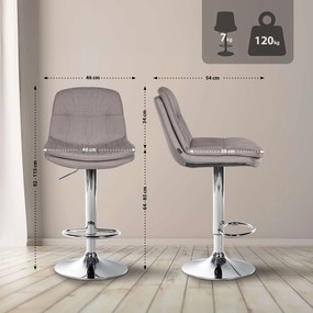 Barová židle Laurel látka chromovaná konstrukce – šedá