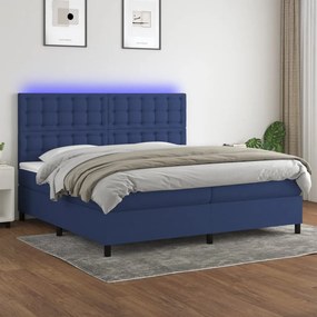 Box spring postel s matrací a LED modrá 200x200 cm textil 3135227