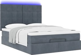 Osmanský rám postele s matracemi tmavě šedá 140x200cm samet 3314325