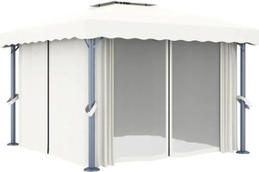 Altán se závěsy a světelnými LED řetězy 3 x 3 m krémově bílý 3070345