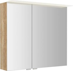 Sapho Linex - Zrcadlová skříňka s LED osvětlením 80x70x15 cm, 2x dvířka, dub alabama LX080-0022