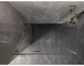 Mexen Lunar, L sklápěcí sprchový kout levý 100 x 70 cm, 8mm čiré sklo, zlatý profil, 834L-100-070-50-00-L