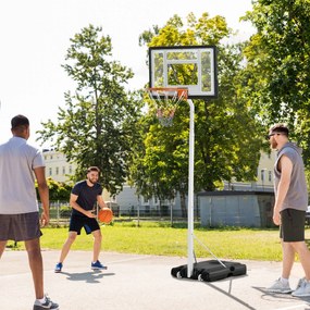 HOMCOM Basketbalový koš pro dospělé s nastavitelnou PVC tabulí 90x60x260-310cm a integrovanými kolečky Bílý