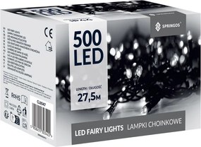 LED světelný řetěz - 27,5m 500LED 8-funkcí IP44 studená bílá