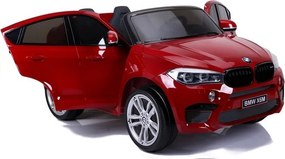 LEAN CARS Elektrické autíčko BMW X6M pro děti červené lakované LED MP3