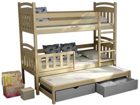 Patrová postel MASIV-V 001 80x180 cm  borovice masiv