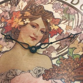 Dřevěné hodiny Alfons Mucha - průměr 40 cm Průměr (cm): 30 cm