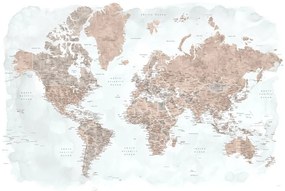 Plakát, Obraz - Blursbyai - Neutral world map, (60 x 40 cm)