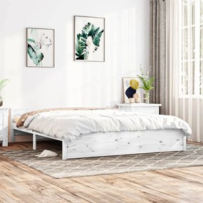Rám postele bílý masivní dřevo 200 x 200 cm - Default Title
