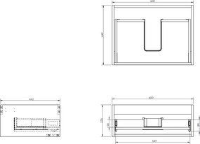 Mexen Rivel, koupelnová skříňka 60 cm s pracovní deskou, 1 zásuvka, drážkovaná, matná šedá, 91A20-06023-1-BFC62